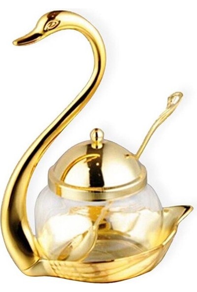 Alüminyum Alaşım Çeşni Pot Baharat Konteyner Baharat Cam Kavanoz Tuz Şeker Kasesi Biber Kahve Depolama Organizatör Swan Raf Seti | Şişeler, Kavanozlar ve Amp;kutular