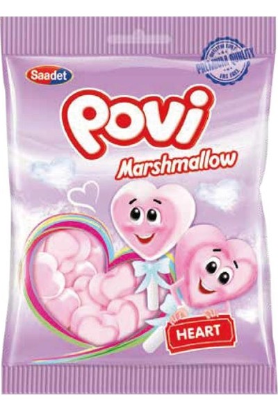 Saadet Povi Heart Kalp Şekilli Marsmallow Çilek ve Vanilya Aromalı 140 gr Saadet Povi Heart Kalp Şekilli Marsmallow Çilek ve Vanilya Aromalı 140 gr
