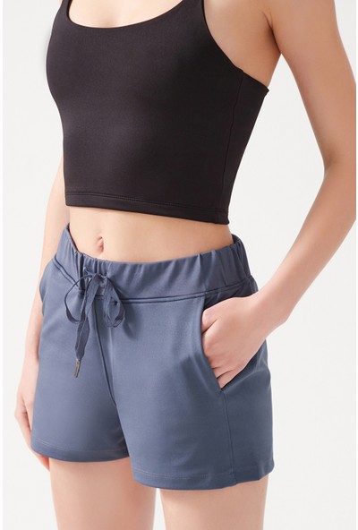 Los Ojos Kadın Antrasit Cepli Beli Lastikli Basic Fit Spor Şort Shorts Los Ojos Kadın Antrasit Cepli Beli Lastikli Basic Fit Spor Şort Shorts