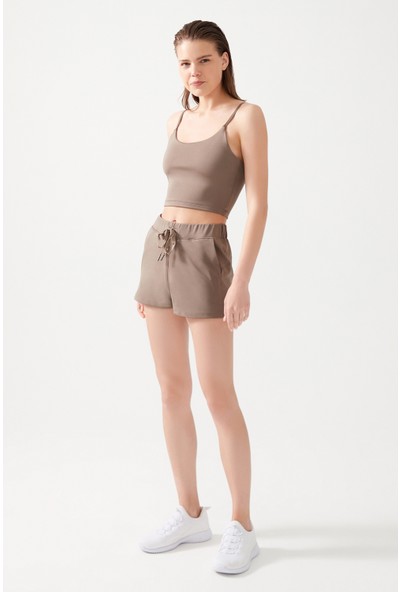 Los Ojos Kadın Vizon Cepli Beli Lastikli Basic Fit Spor Şort Shorts Los Ojos Kadın Vizon Cepli Beli Lastikli Basic Fit Spor Şort Shorts