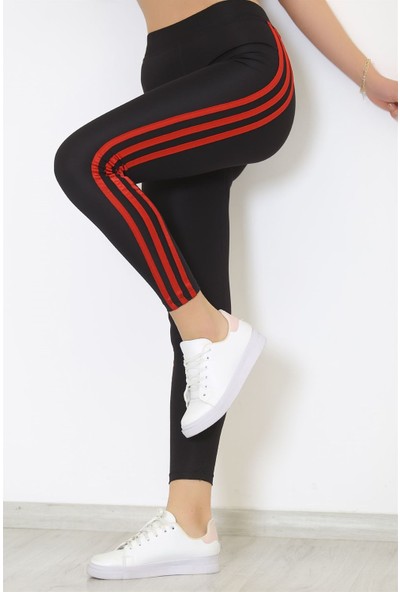 Modaymış Çift Şeritli Dalgıç Tayt Kırmızısiyah - 9153.1098. Modaymış Çift Şeritli Dalgıç Tayt Kırmızısiyah - 9153.1098.