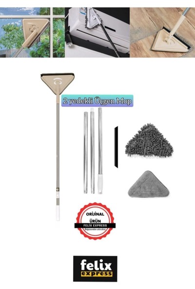 Baysal Vip Üçgen Mop Cam Duvar Tavan Fayans Parke Temizleyici Teleskopik Sap Baysal Vip Üçgen Mop Cam Duvar Tavan Fayans Parke Temizleyici Teleskopik Sap