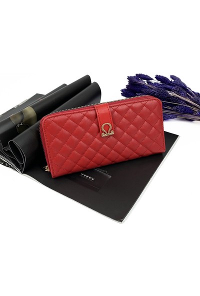 Bayderi Kırmızı Kilit Desenli Kullanışlı Kadın Cüzdanı