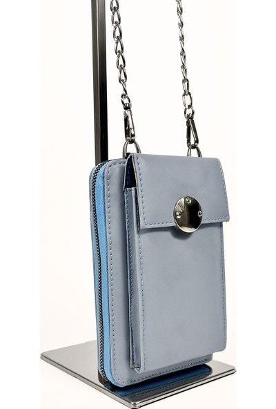 Bayana Mavi Zincir Askılı Çanta Cüzdan Bayana Mavi Zincir Askılı Çanta Cüzdan