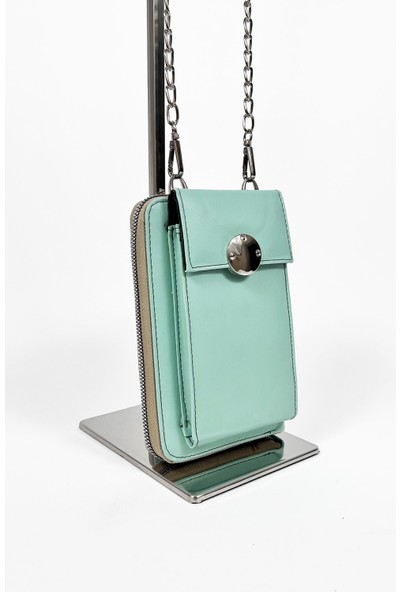 Bayana Turkuaz Zincir Askılı Çanta Cüzdan Bayana Turkuaz Zincir Askılı Çanta Cüzdan