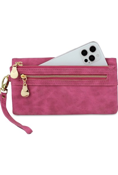 Bayana Pembe Nubuk Yumuşak Deri Kadın Cüzdanı