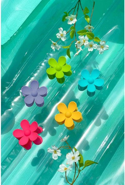 Bahels Trend 5'li Rainbow Papatya Çiçek Mandal Toka Seti