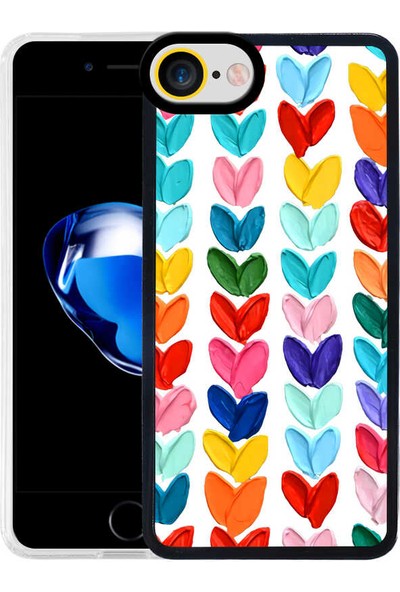 Fibaks Apple iPhone 7 Uyumlu Kamera Korumalı Kılıf Renkli Boyalı Desenli Kapak Fibaks Apple iPhone 7 Uyumlu Kamera Korumalı Kılıf Renkli Boyalı Desenli Kapak