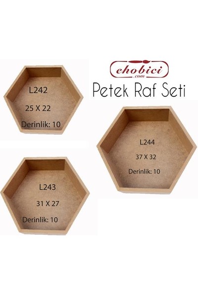 Ehobici Altıgen Ahşap Petek Raf Kutu Seti