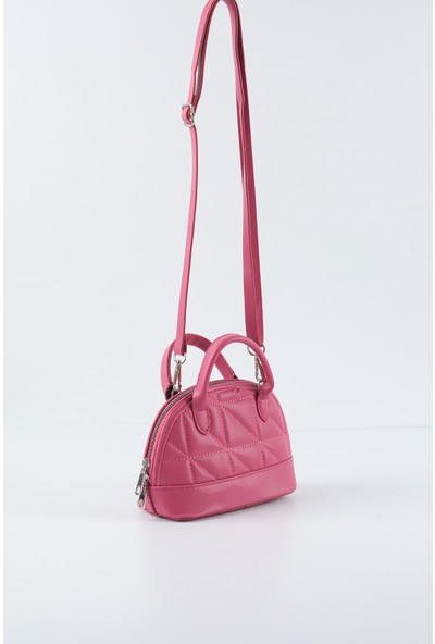 Crocos Lila Saten Deri Fermuarlı Sade ve Şık Omuz Askılı Küçük Boy Çapraz Omuz ve El Çantası