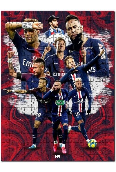 Cakapuzzle Psg Neymar Kompozisyonu Kırmızı Dalgalı 120 Parça Puzzle Yapboz Mdf (Ahşap)