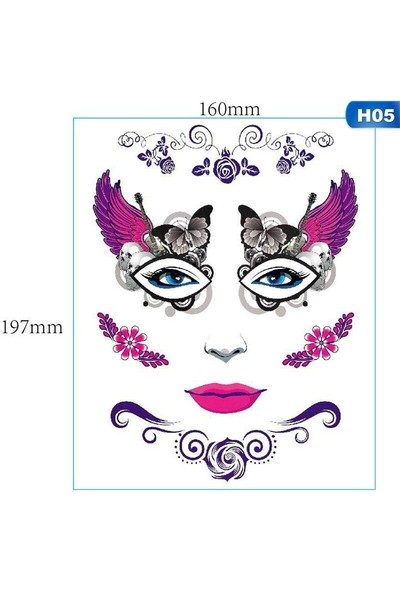 Geçici Yüz Dövmesi Mor Kanatlı Model