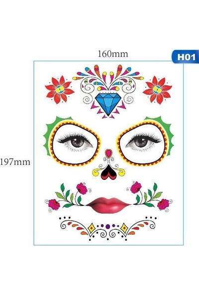 SAM Geçici Yüz Dövmesi Mavi Elmas Desenli