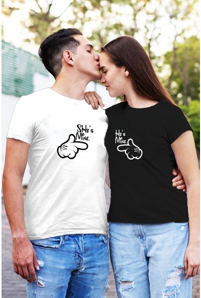 Coutoo Hes Mine Shes Mine Siyah Beyaz Baskılı Sevgili Kombin Tişört (2li) Coutoo Hes Mine Shes Mine Siyah Beyaz Baskılı Sevgili Kombin Tişört (2li)
