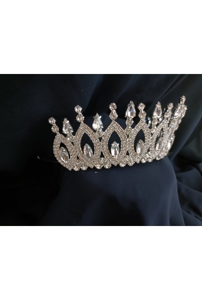 Usf Gümüş Kaplama Kristal Taşlı Şık ve Zarif Gelin Tacı: PRINCESS_01