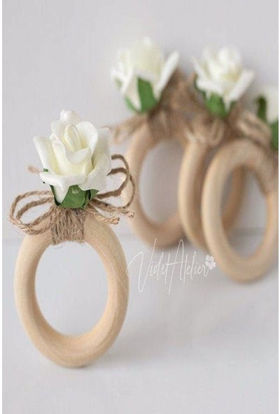 E-Sanat Evi 12 Adet Çiçekli Ahşap Peçete Halkası E-Sanat Evi 12 Adet Çiçekli Ahşap Peçete Halkası