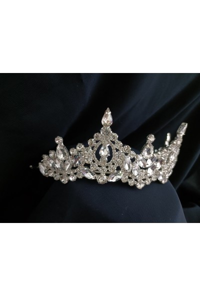 Usf Gümüş Kaplama Kristal Taşlı Şık ve Zarif Gelin Tacı: PRINCESS_01