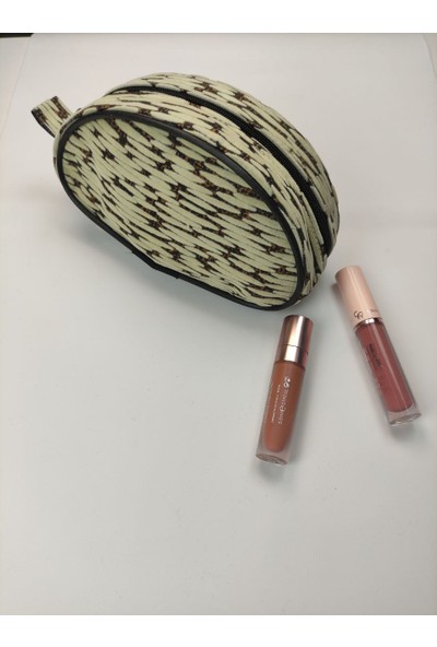 Anneden Gelsin Kabartma Desenli Makyaj Çantası