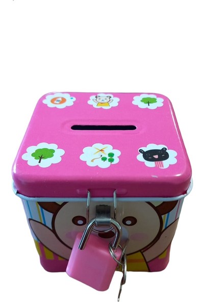 Asımoğlu Küçük Kare Metal Kumbara - Pembe/l-1 Asımoğlu Küçük Kare Metal Kumbara - Pembe/l-1