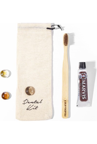 Marvis Pharma Acqua Dental Kit Doğal Bambu Orta Sert Diş Fırçası + 10 ml Sweet & Sour Rhubarb