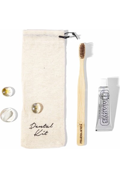 Marvis Pharma Acqua Dental Kit Doğal Bambu Orta Sert Diş Fırçası + 10 ml Whitening Mint Marvis Pharma Acqua Dental Kit Doğal Bambu Orta Sert Diş Fırçası + 10 ml Whitening Mint