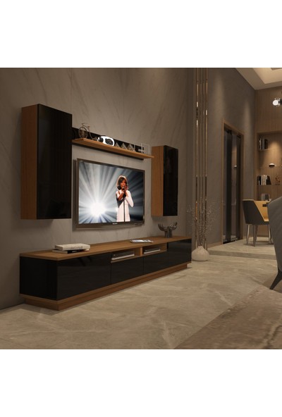 Decoraktiv Trendstyle 5220DA Slm Tv Ünitesi Tv Sehpası Ceviz Siyah