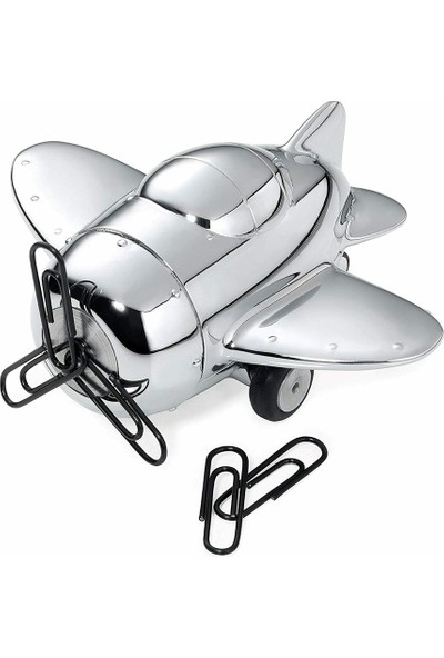 Troıka Retro Uçak Parlak Krom Masa Aksesuarı Ataçlı GAP12/CH