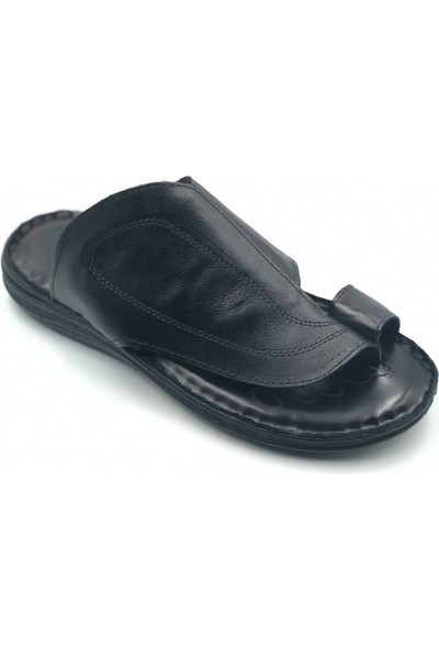 Erenim Hakiki Deri Siyah Erkek Parmak Arası Ortopedik Terlik