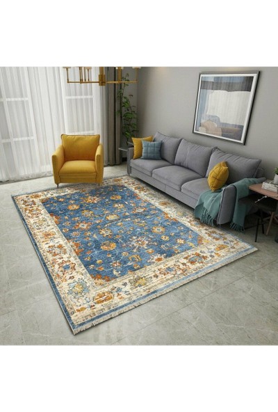 7/24 0077A Lacivert Kemik Toz Tutmaz Halı 120X180