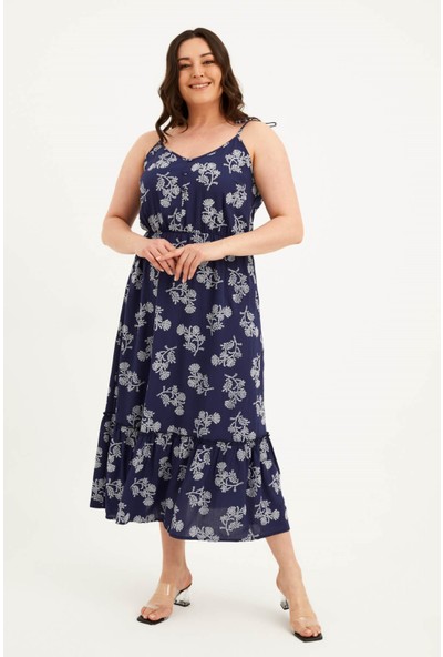 Myline Ip Askılı Beli Lastikli Fırfırlı Elbise