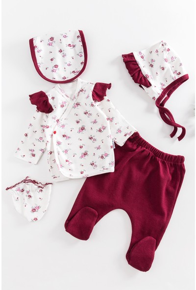 Babymod Çiçek Desenli 5 Parça Kız Bebek Hastane Çıkışı Bebek Takımı Babymod Çiçek Desenli 5 Parça Kız Bebek Hastane Çıkışı Bebek Takımı