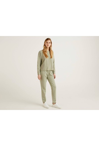 Benetton Paçası Lastikli Sweat Eşofman Altı