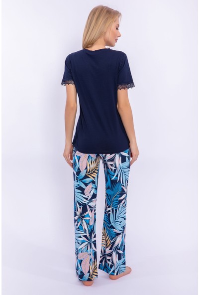 Pierre Cardin 8257 Yaprak Desenli Lacivert Kadın Homewear Pierre Cardin 8257 Yaprak Desenli Lacivert Kadın Homewear