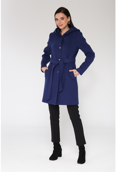 Olcay Kapşonlu Çıt Çıt Kapamalı Kaban Saks 3777 Olcay Kapşonlu Çıt Çıt Kapamalı Kaban Saks 3777