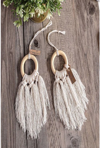 E-Sanat Evi 2'li Dekoratif Ahşap Halkalı Makrome Duvar & Kapı Süsü E-Sanat Evi 2'li Dekoratif Ahşap Halkalı Makrome Duvar & Kapı Süsü