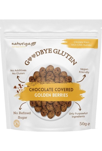 Naturiga Goodbye Gluten Bitter Çikolata Kaplı Altın Çilek Kurusu 50 gr Naturiga Goodbye Gluten Bitter Çikolata Kaplı Altın Çilek Kurusu 50 gr