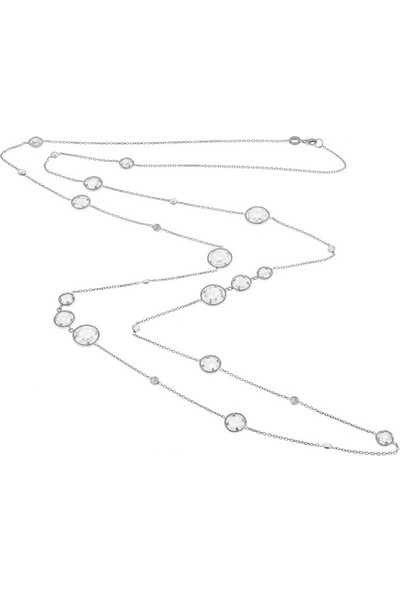 Coşar Silver Zirkon Taşlı Pırlanta Montür Gümüş Rengi Kaplama Gümüş Kolye