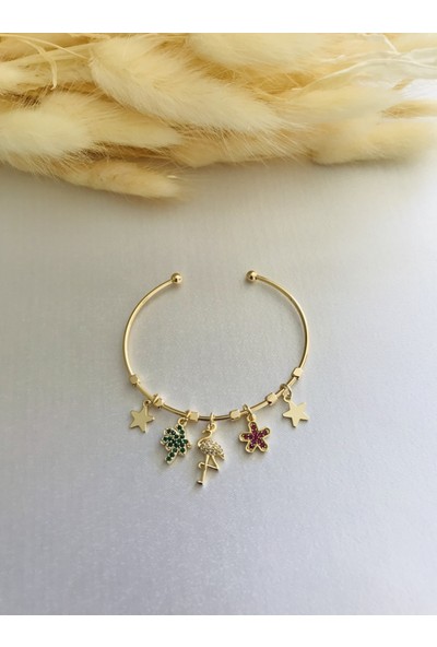 Mercan Aksesuar Yıldız Palmiye Çiçek ve Flamingo Charm Bileklik Mercan Aksesuar Yıldız Palmiye Çiçek ve Flamingo Charm Bileklik