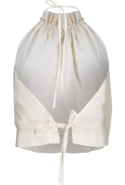 Büzgü Detaylı Keten Bluz