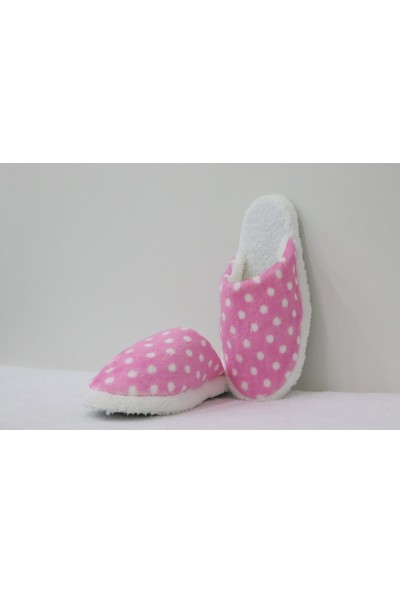 EMY1948 Pembe Puantiye Desenli Kadın Ev Terliği