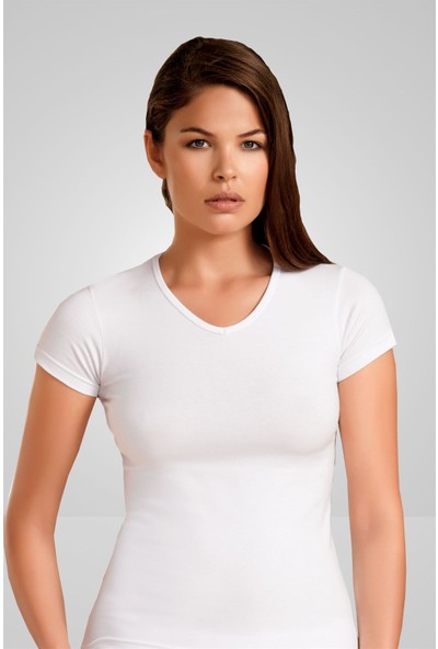Silversun Kadın Beyaz V Yaka Body Içlik Tişört - Kib 2132 Silversun Kadın Beyaz V Yaka Body Içlik Tişört - Kib 2132