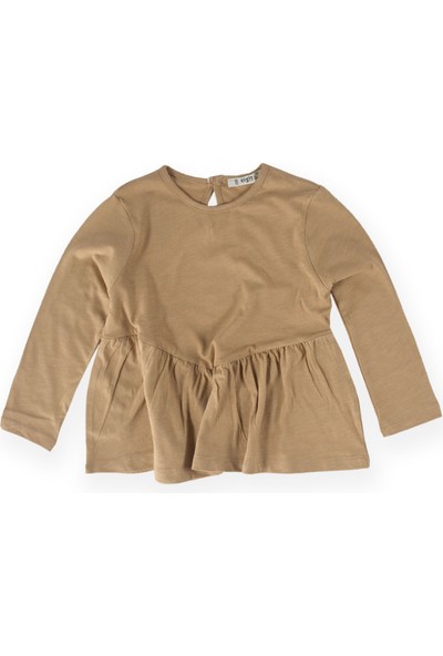 Büzgülü Mevsimlik Kız T-Shirt 3-10 Yaş K. Hardal