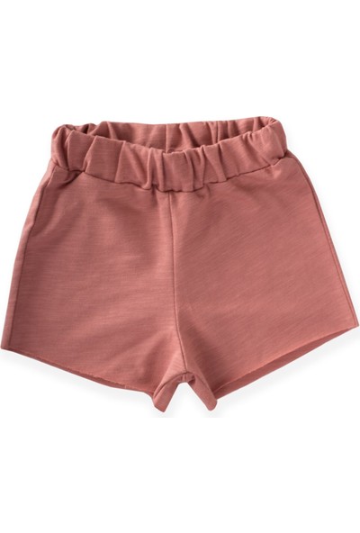 Cigit Basic Bitişleri Saçaklı Şort 1-8 Yaş Koyu Somon