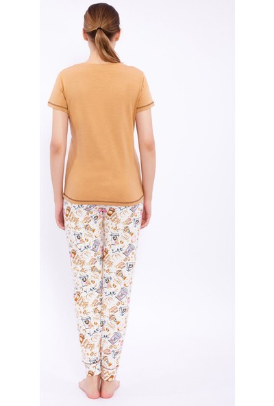 Pierre Cardin 8286 But First Coffee Camel Kadın Pijama Takımı Pierre Cardin 8286 But First Coffee Camel Kadın Pijama Takımı