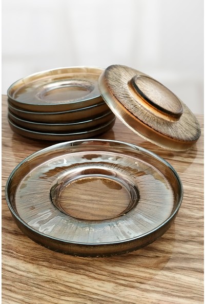 Metropolavm 6'lı Cam Çay Tabağı 12 cm Yeni Trend Siyah