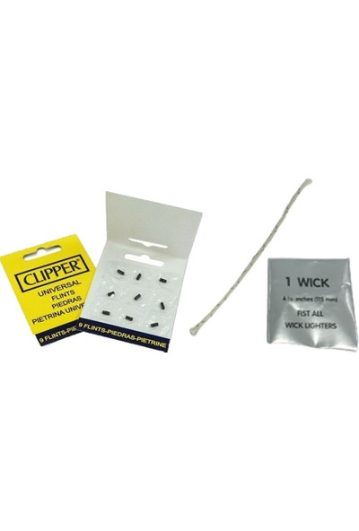 Clipper Benzinli Çakmak ve Zippo Uyumlu Fitil - Çakmak Taşı 9'lu Set Clipper Benzinli Çakmak ve Zippo Uyumlu Fitil - Çakmak Taşı 9'lu Set
