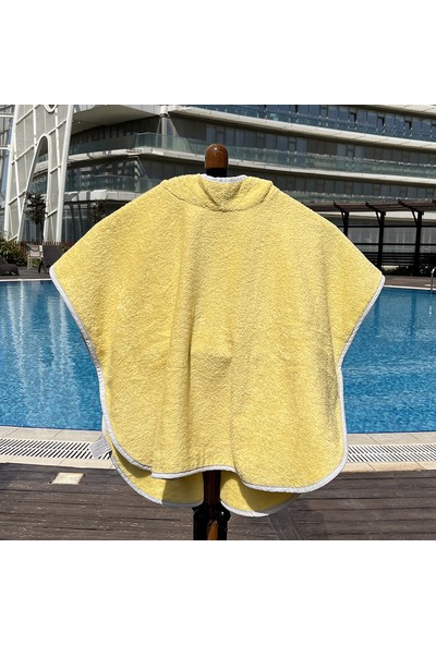 Ewp Sarı Renkli Çok Amaçlı Organik Çocuk Havlu Panço Standart Beden