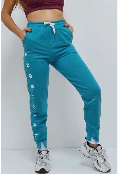 Toptan 55 Angel Baskılı Pantolon Turkuaz