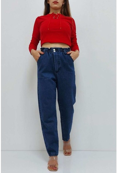 Toptan 55 Beli Lastikli Kot Pantolon Mavi