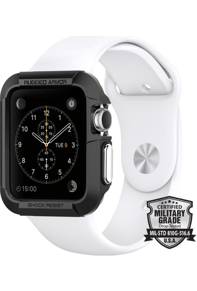 Spigen Apple Watch Seri 3/2/1 (42mm) ile Uyumlu Kılıf Rugged Armor Matte Black - SGP11496 Spigen Apple Watch Seri 3/2/1 (42mm) ile Uyumlu Kılıf Rugged Armor Matte Black - SGP11496